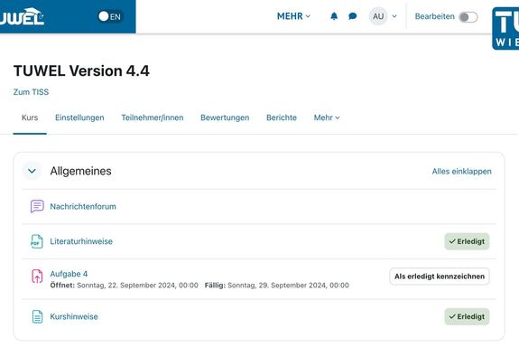 TUWEL 4.4 Update | TU Wien